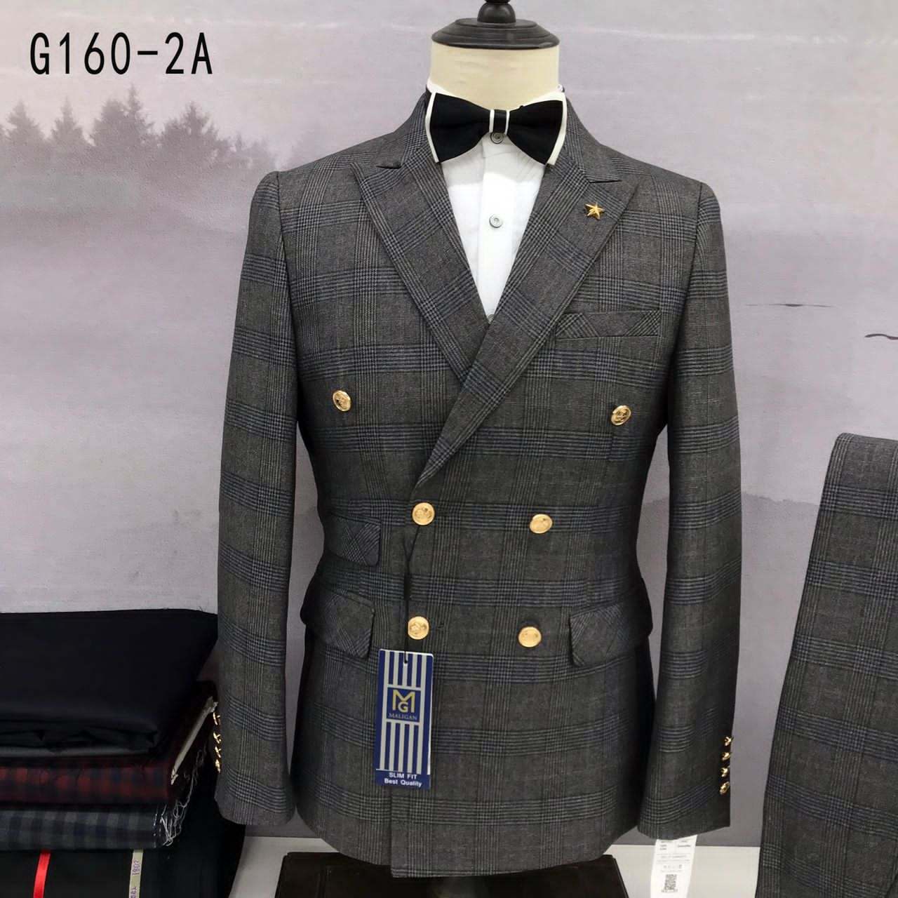 Buy EXECUTIVE LIGHT GREY BREASTED TURKEY SUIT WITH GOLDEN BUTTON [SWNL ...